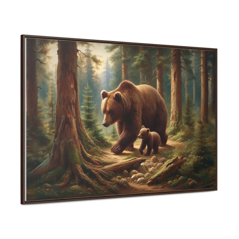 Vintage Brown Bear Painting Old Bear Print Farmhouse Decor Rustic Fine ...