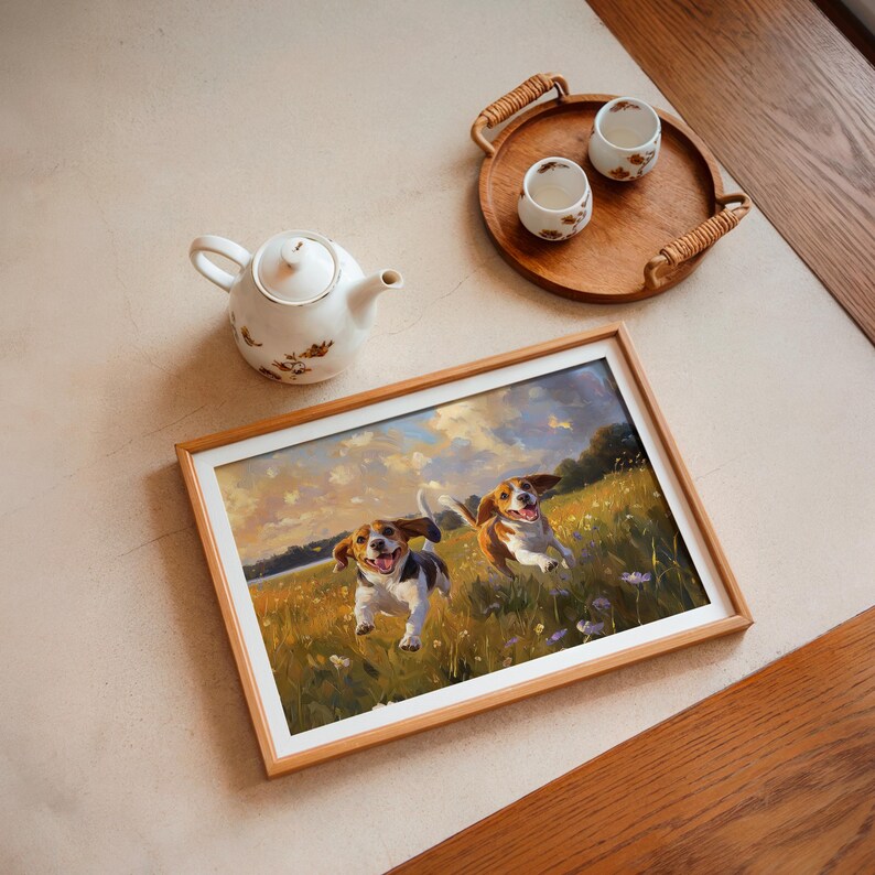 Vintage Beagle Painting, Antique Beagle Print, Rustic Hunting Dog ...