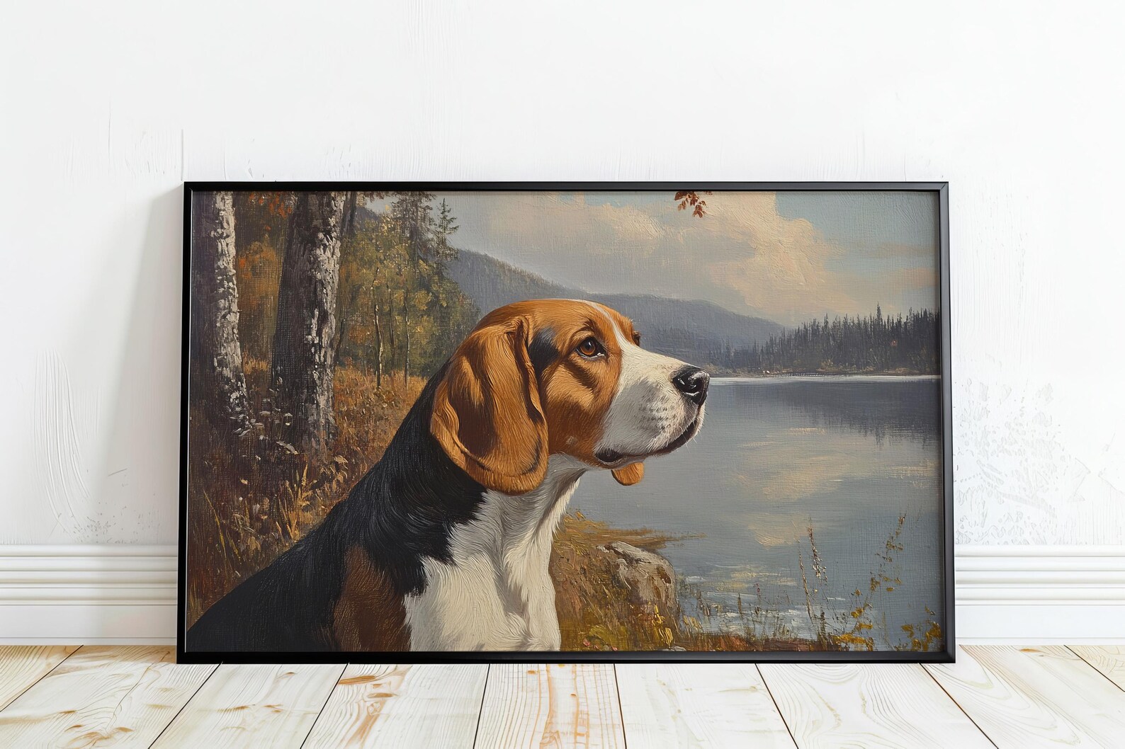 Vintage Beagle Painting, Rustic Beagle Portrait, Antique Hunting Dog ...