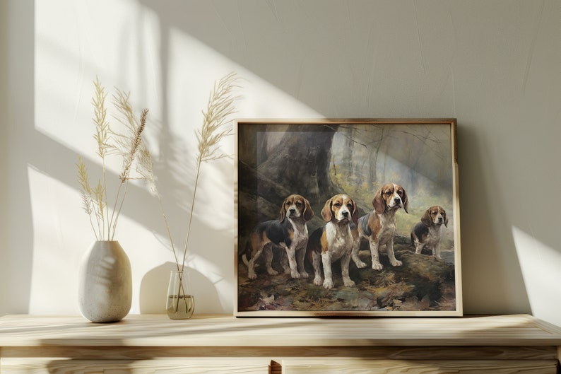 Vintage Beagle Painting | Old Beagle Print | Farmhouse Decor | Rustic ...