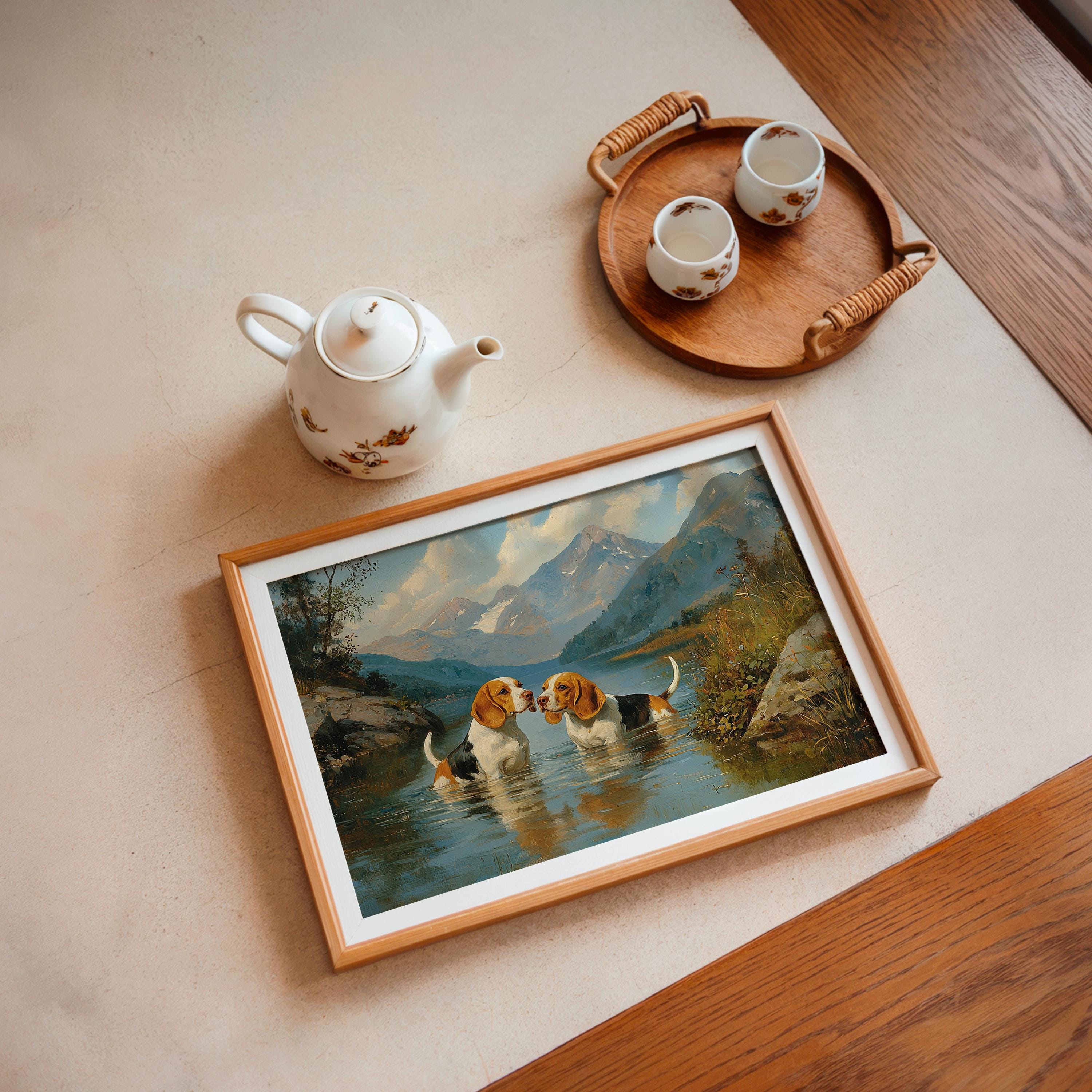 Vintage Beagle Painting, Rustic Beagle Print, Antique Hunting Dog Wall ...