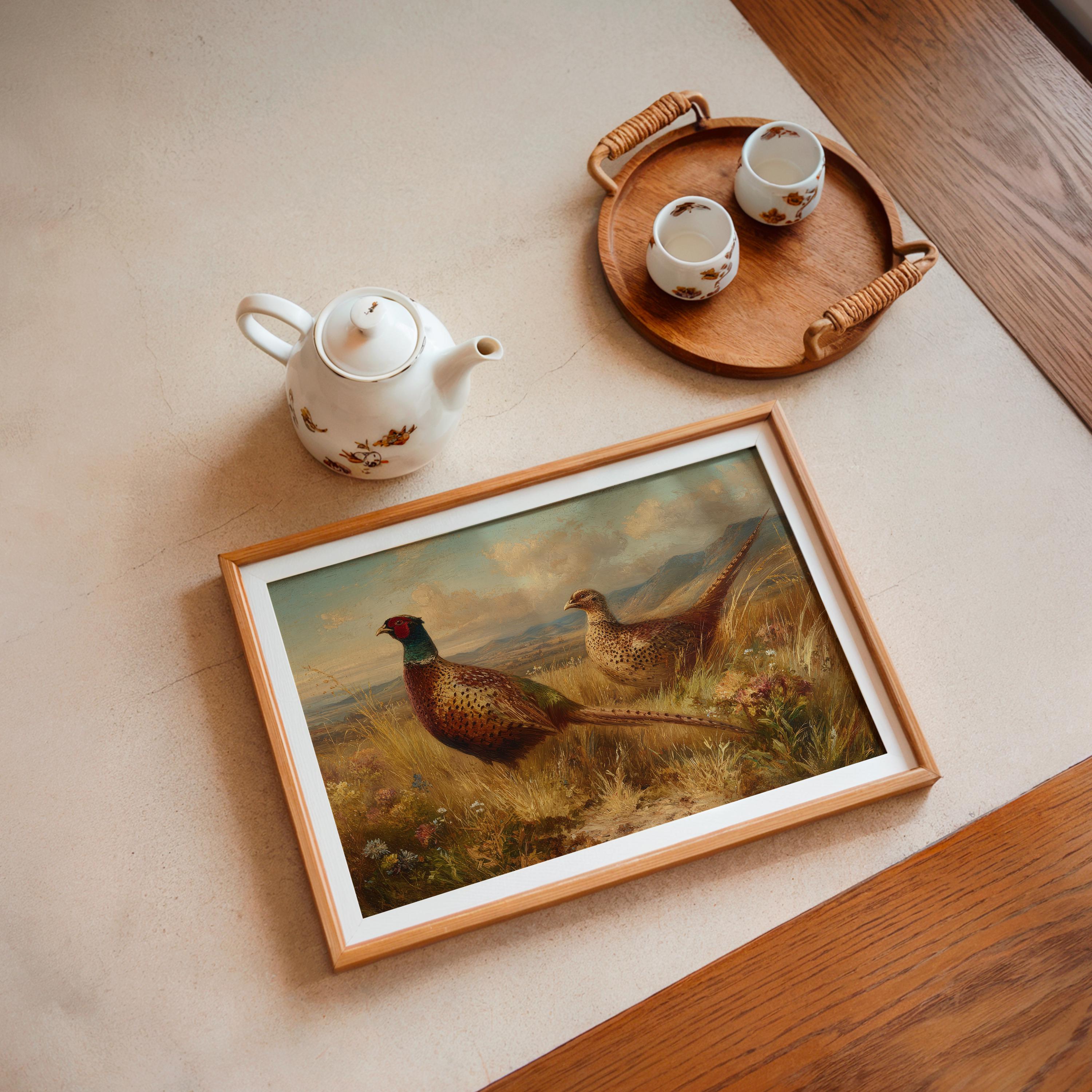 Vintage Pheasant Painting, Rustic Ring Necked Pheasant Print, Antique ...