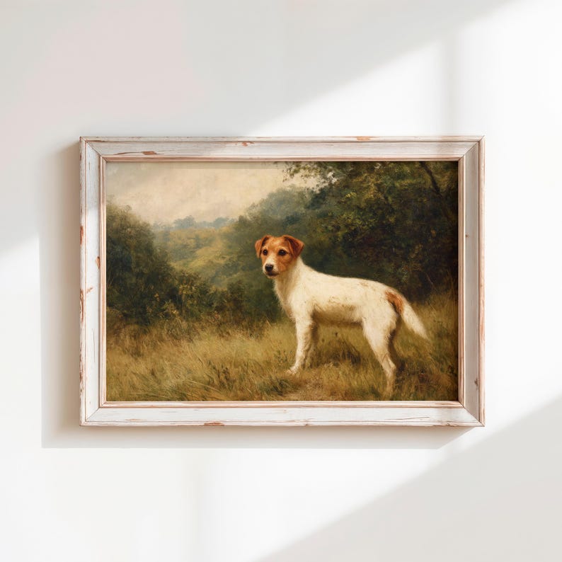 Vintage Jack Russell Terrier Painting, Rustic Jack Russell Terrier Wall ...