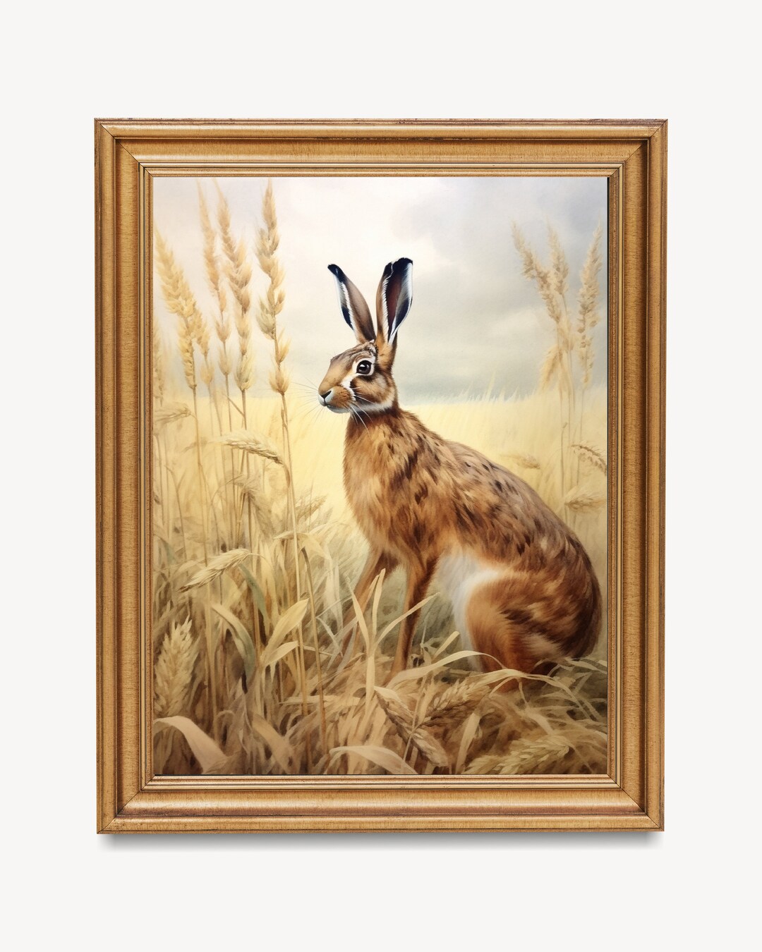 Vintage Hare Painting | Old Field Hare Print | Farmhouse Decor | Rustic ...