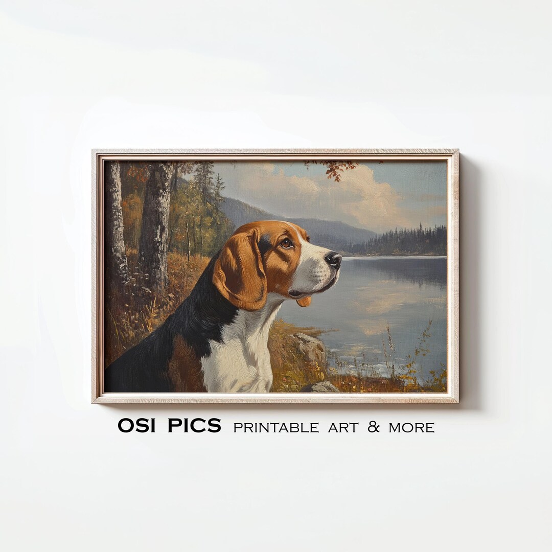 Vintage Beagle Painting, Rustic Beagle Portrait, Antique Hunting Dog ...