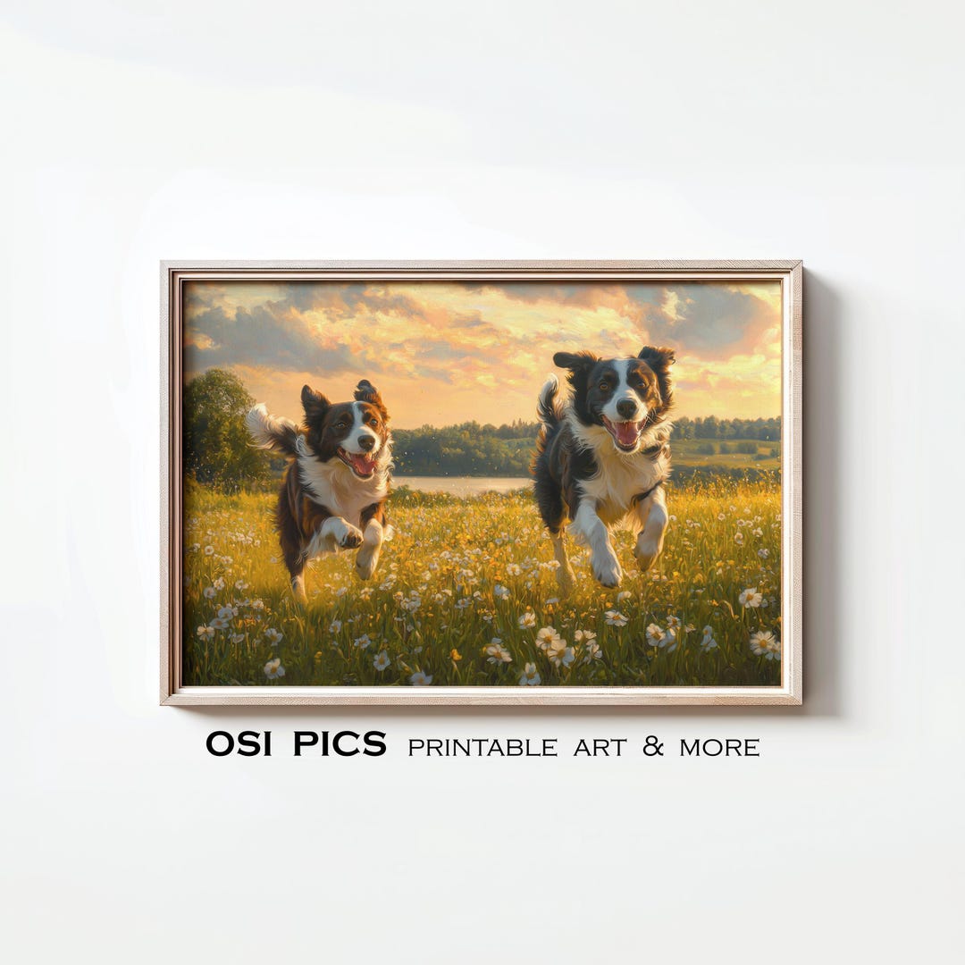 Vintage Border Collie Painting, Rustic Collie Print, Antique Dog ...