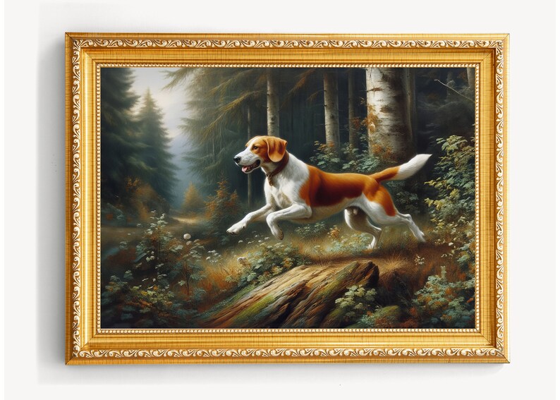 Vintage Foxhound Painting | Foxhound Print | Farmhouse Decor | Rustic ...
