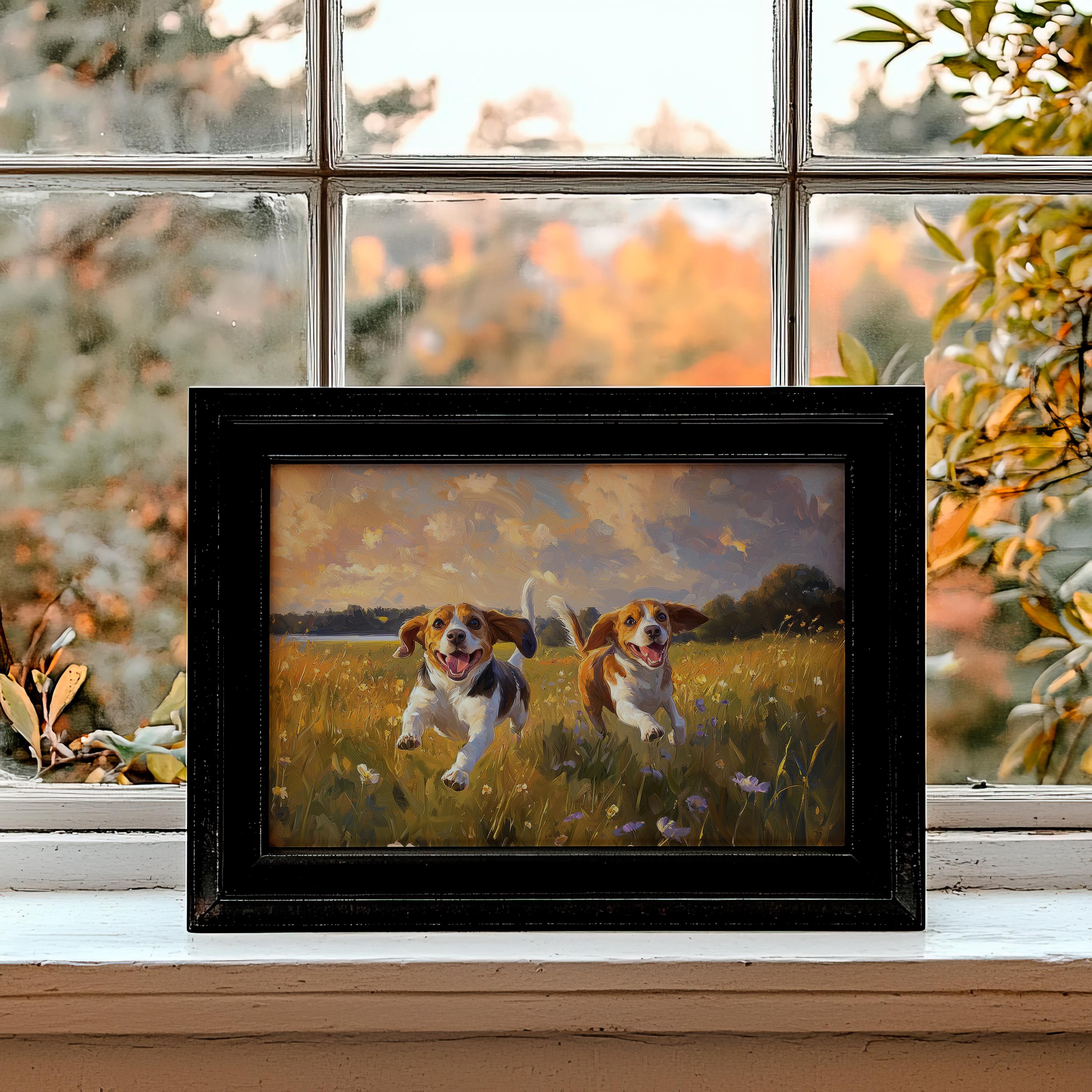 Vintage Beagle Painting, Antique Beagle Print, Rustic Hunting Dog ...