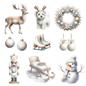 White Christmas Clipart Set Christmas PNG Holiday Season Illustration ...