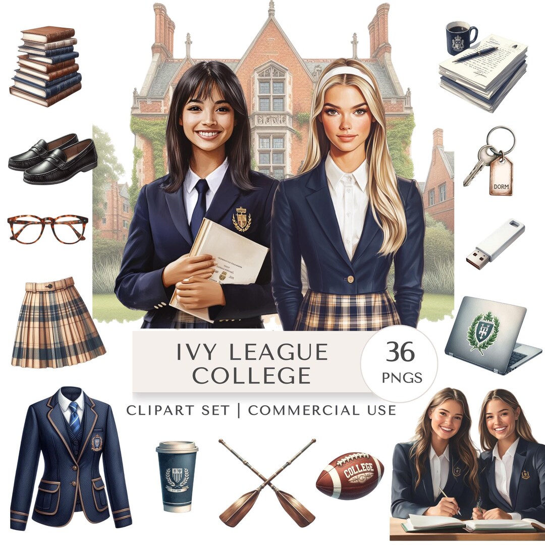 Ivy League College Clipart Set | Preppy Academic Digital Stickers - Etsy
