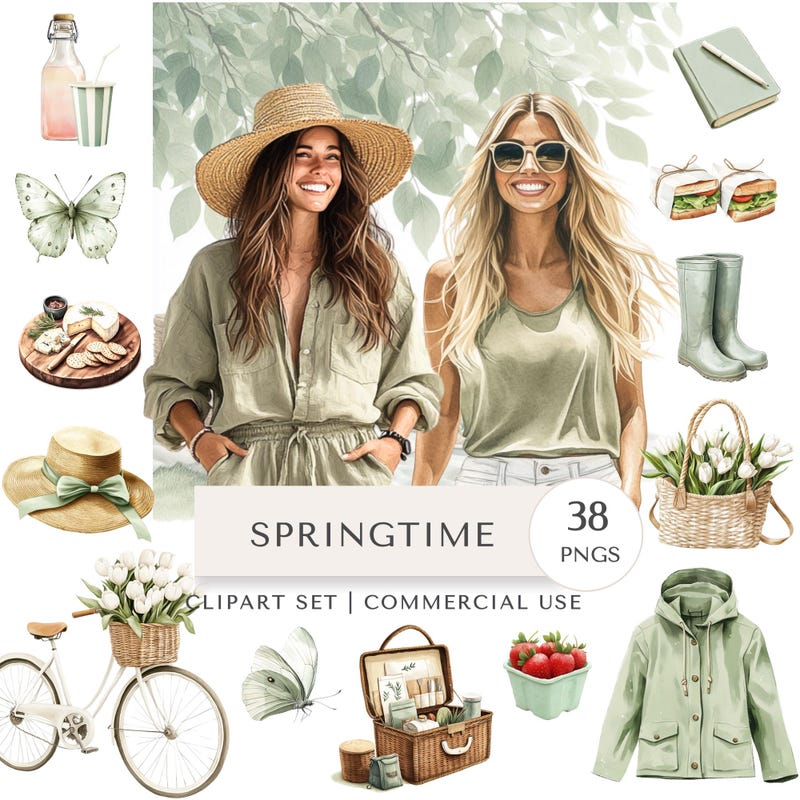 Spring Drinks Clipart - Etsy