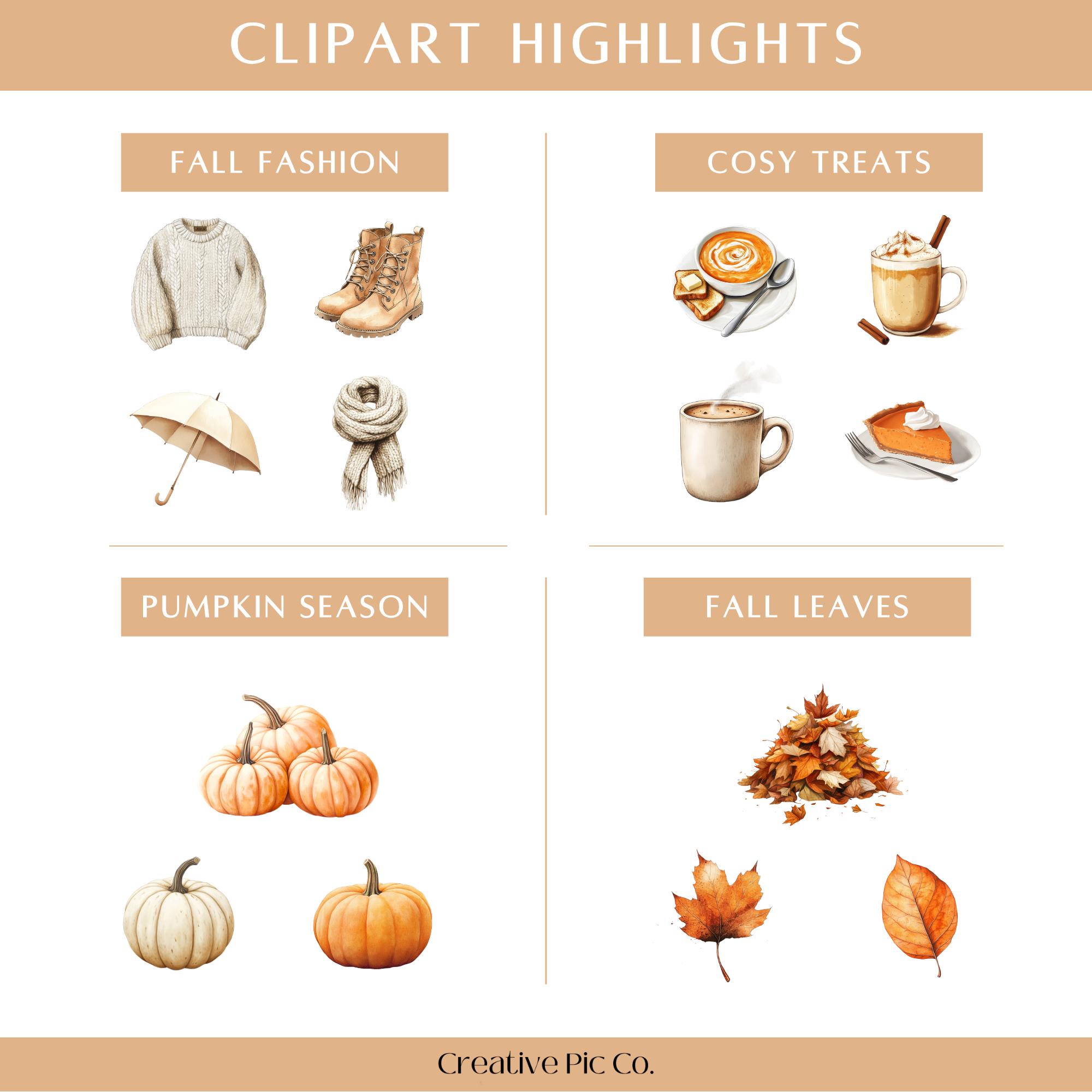 Autumn Fall Clipart Set | Cosy Seasonal Pngs for Planners, Branding ...