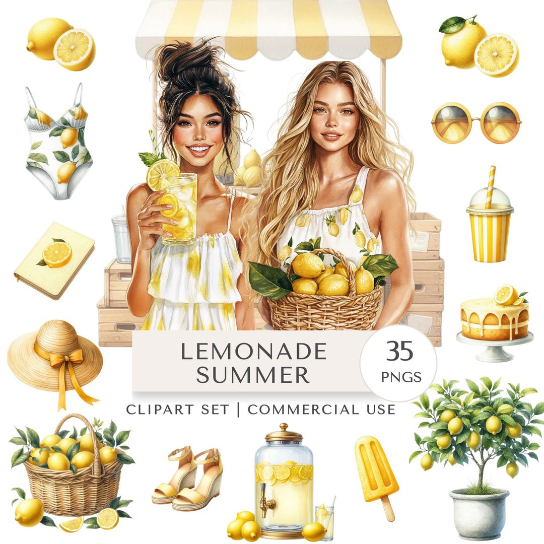 Lemonade Summer Clipart Set | Citrus Season Digital Stickers - Etsy UK