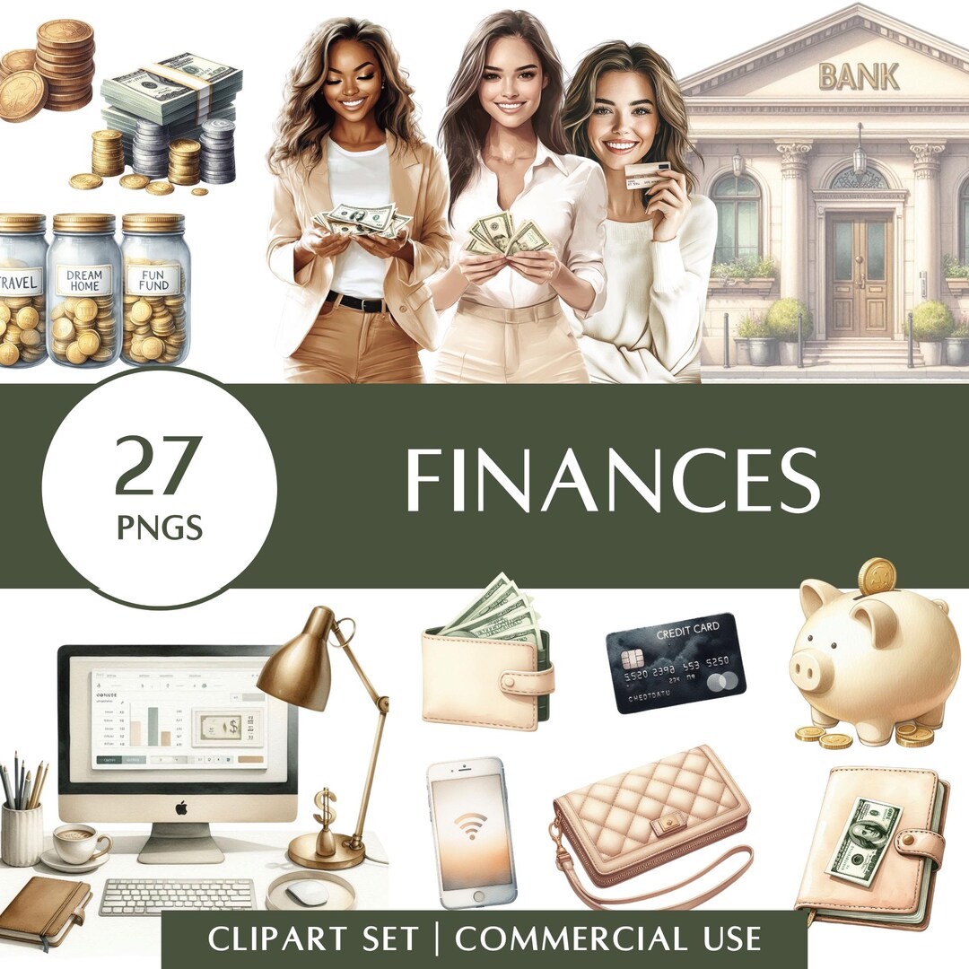 Finance Clipart Set | Money, Budgeting & Digital Banking Illustrations ...
