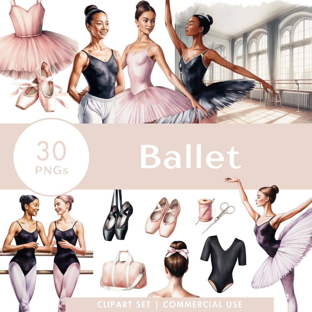 Ballet Clipart Set Dance Illustration Digital Stickers - Etsy