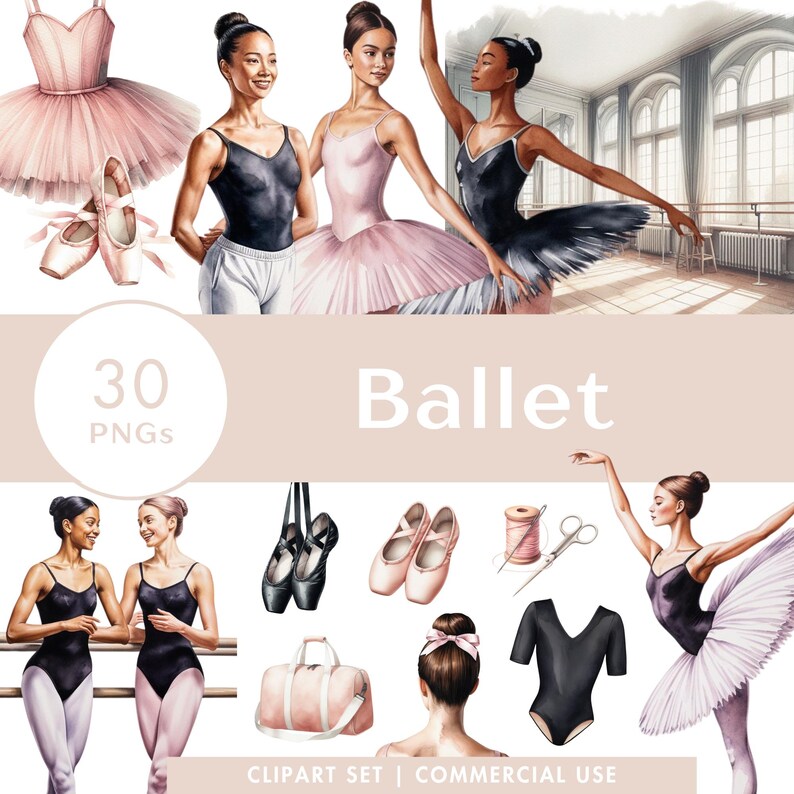 Ballet Clipart Set Dance Illustration Digital Stickers - Etsy