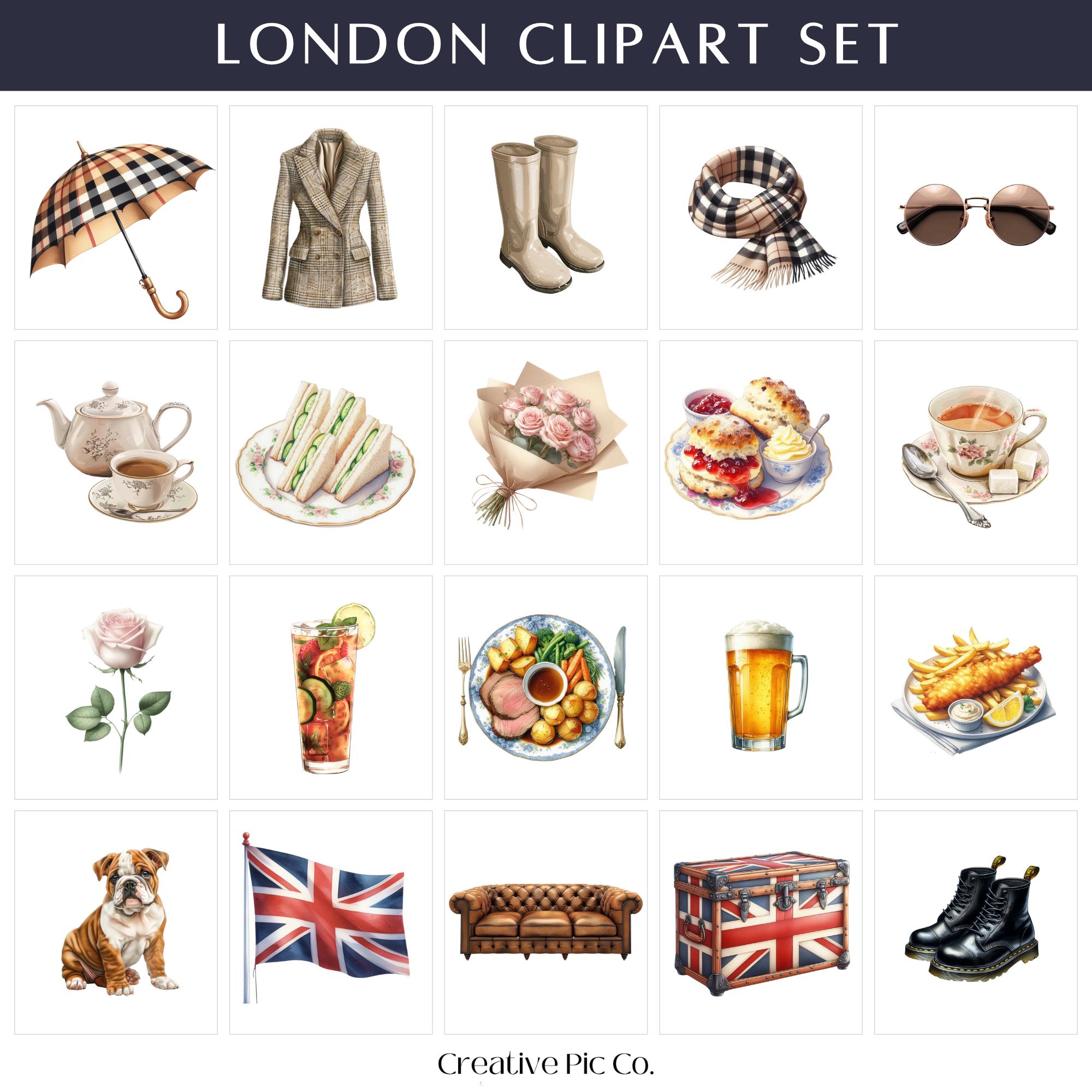 London Clipart Set | Travel Digital Stickers - Etsy