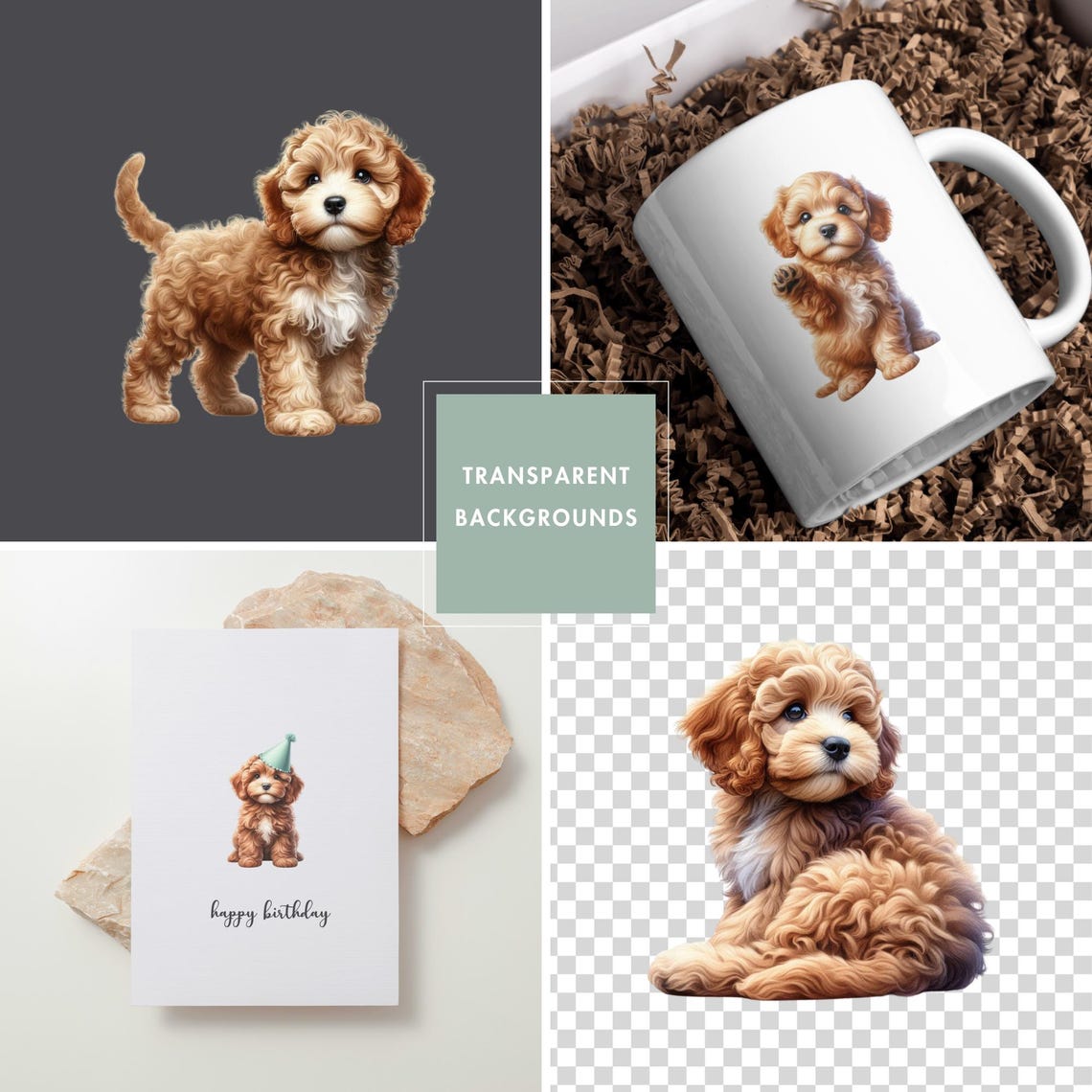 Cavoodle Puppies Watercolour Clipart Set - Etsy