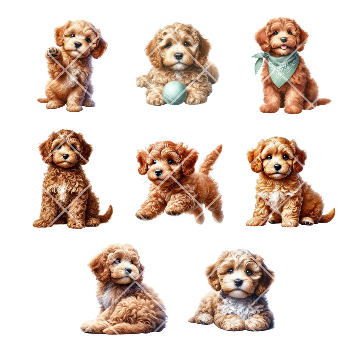 Cavoodle Puppies Watercolour Clipart Set - Etsy