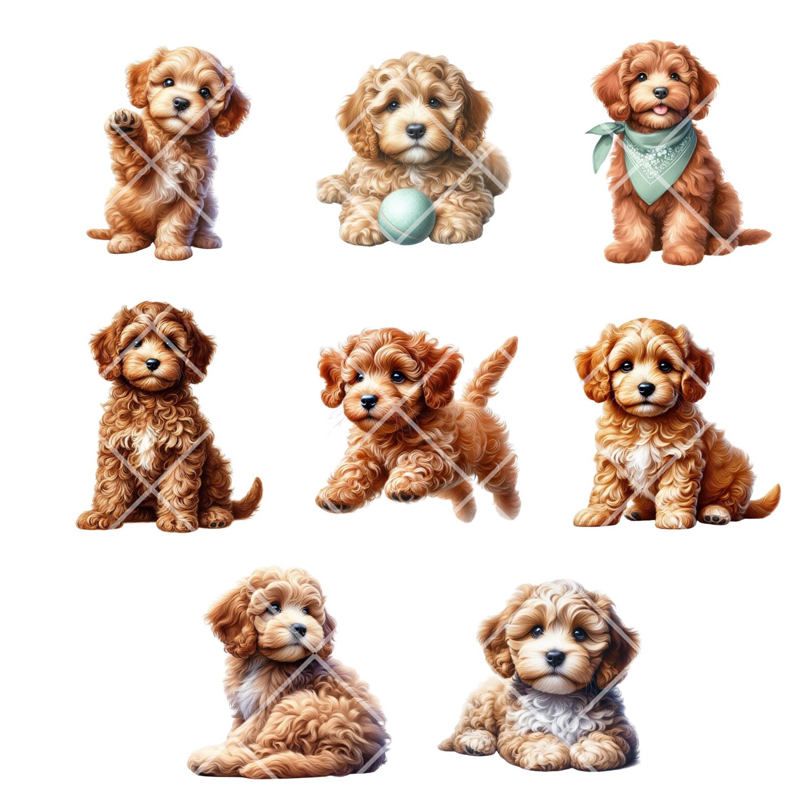 Cavoodle Puppies Watercolour Clipart Set - Etsy