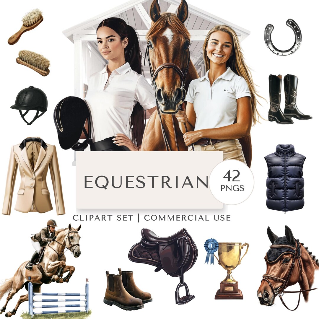 Equestrian Clipart Set | Horse Riding, Stable Aesthetic | Rider & Tack ...