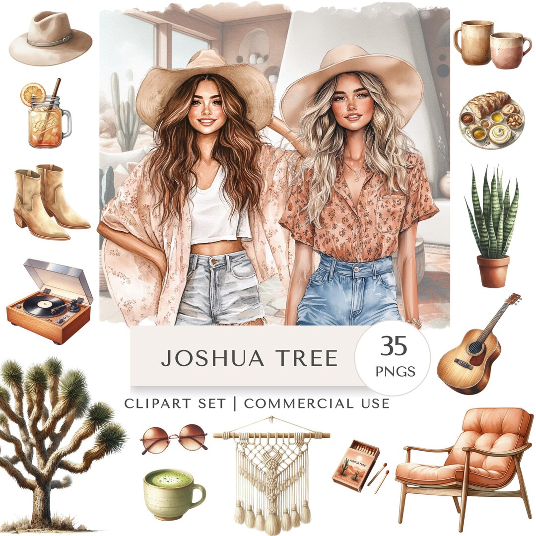 Joshua Tree Clipart Set | Desert Travel Digital Stickers - Etsy