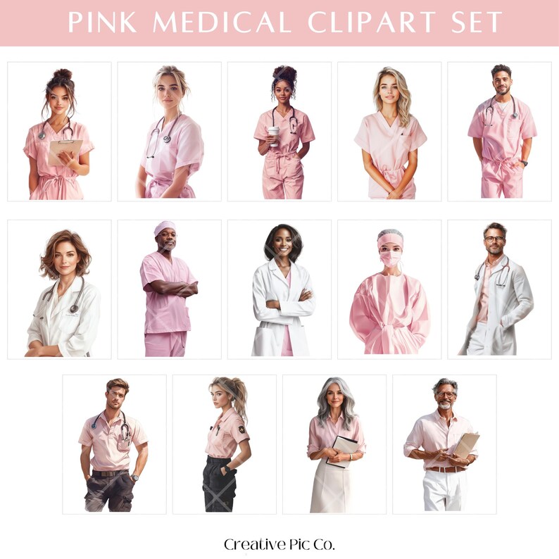 Blush Medical Clipart Set | Nurse Doctor Hospital Digital Stickers - Etsy