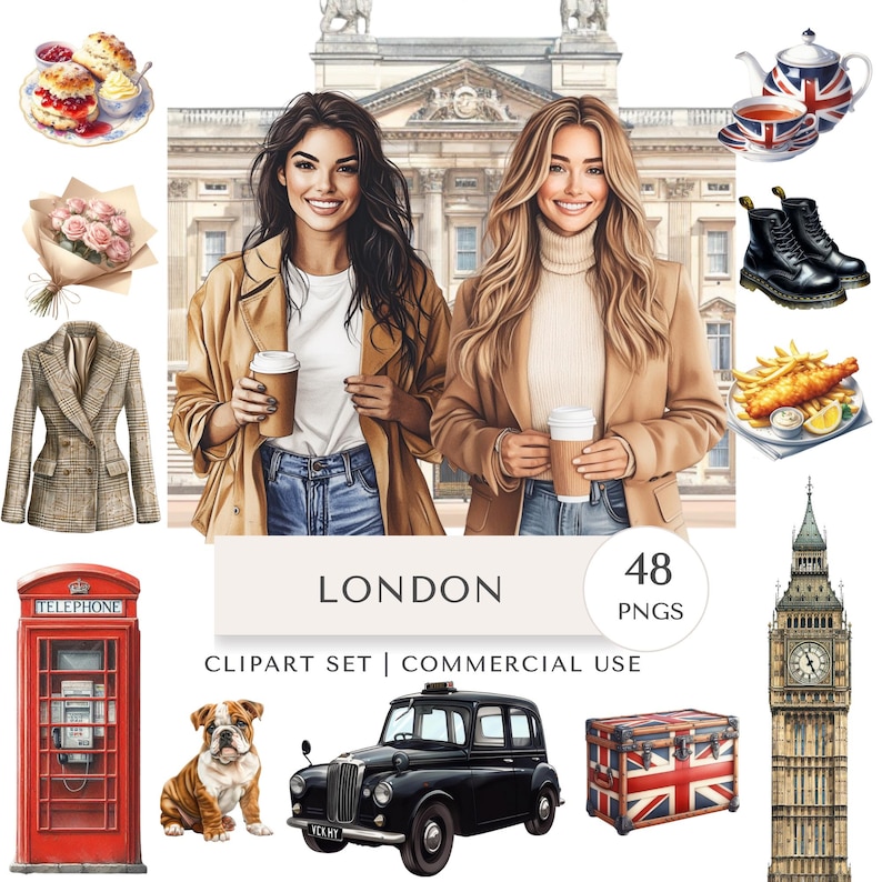 London Clipart Set | Travel Digital Stickers - Etsy
