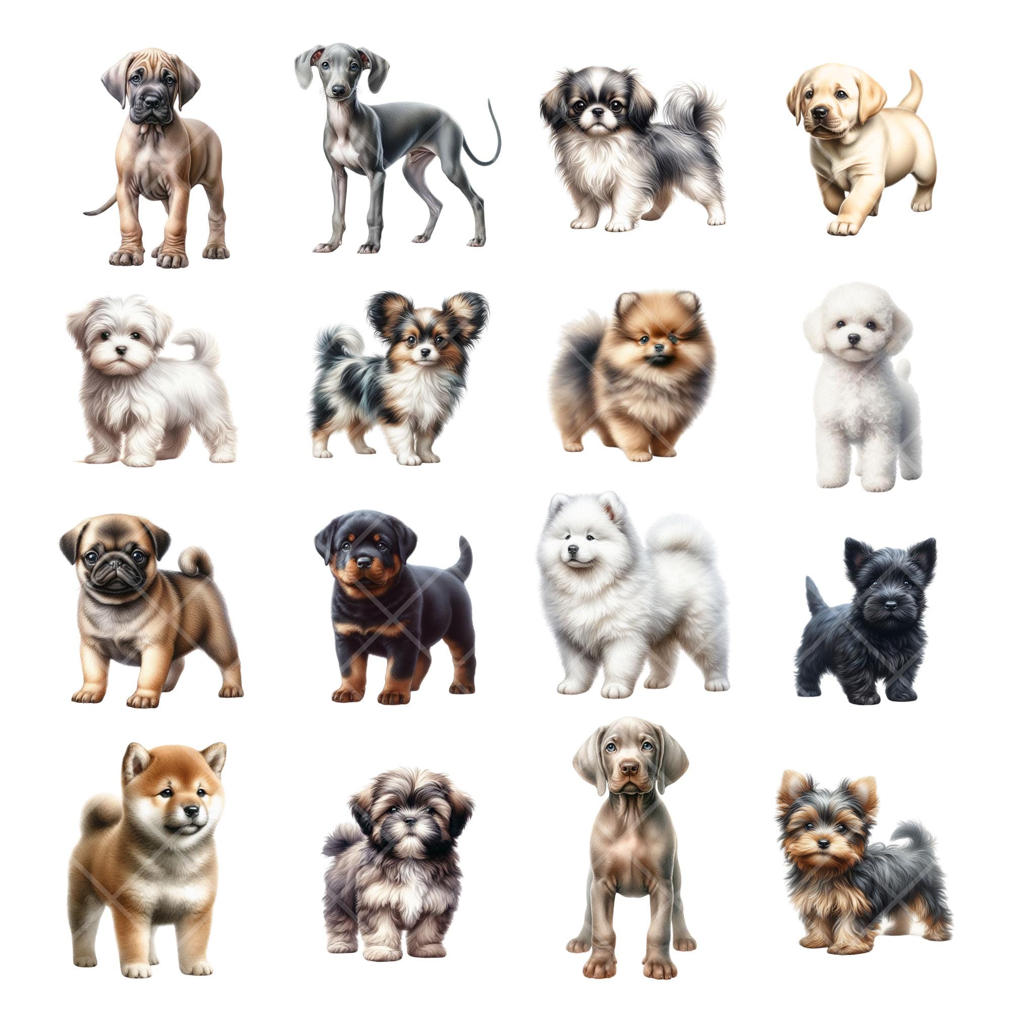 Puppies Clipart Set | Illustration Dog Animal Digital Stickers - Etsy