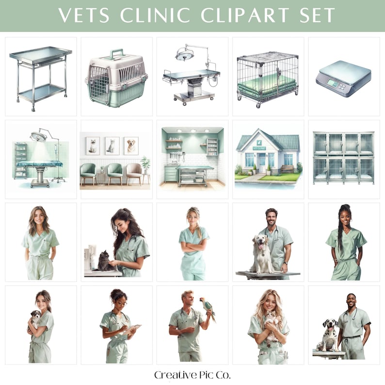 Veterinary Clinic Clipart Set | Pets Digital Stickers - Etsy