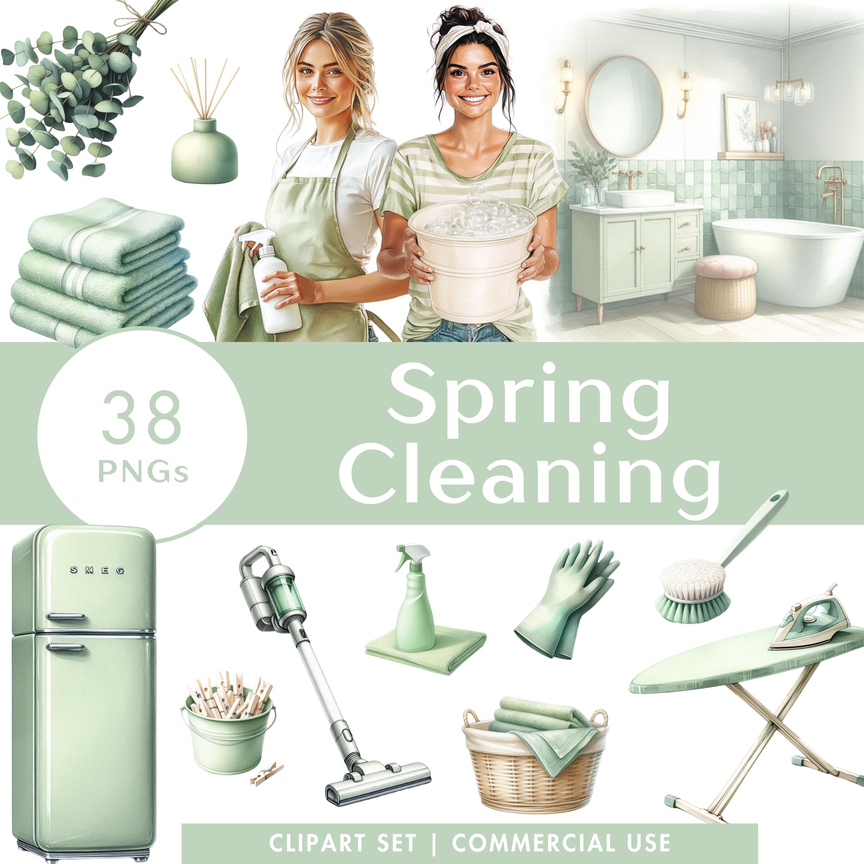 Spring Cleaning Clipart Set Chores Illustration Digital Stickers - Etsy