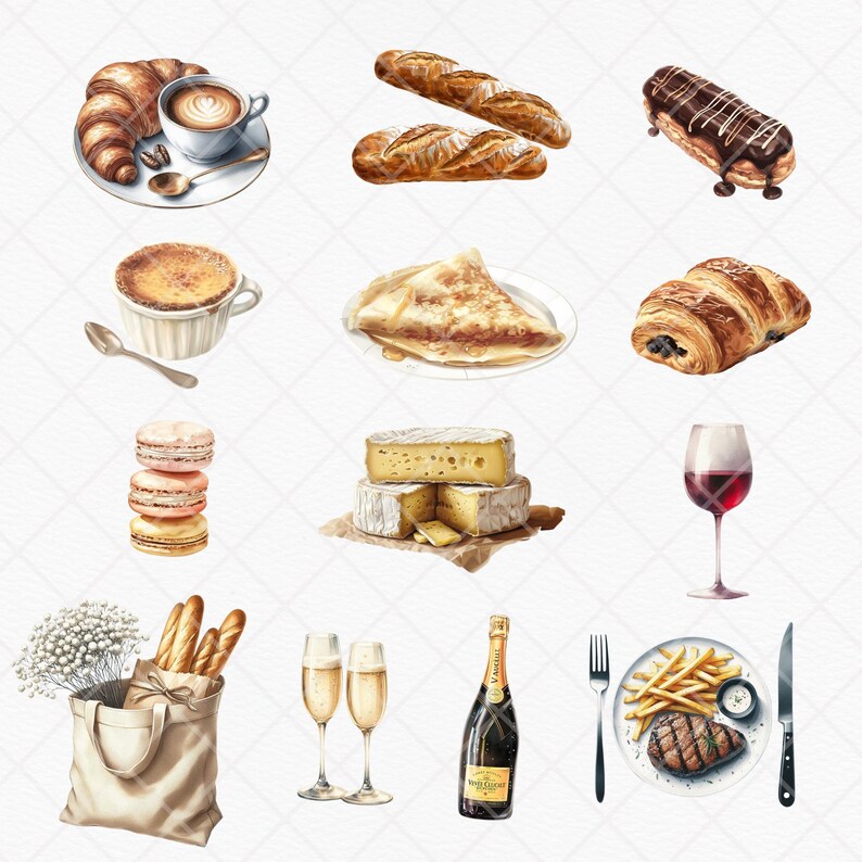 Paris Clipart Set Travel PNG Watercolour France Illustration Digital ...
