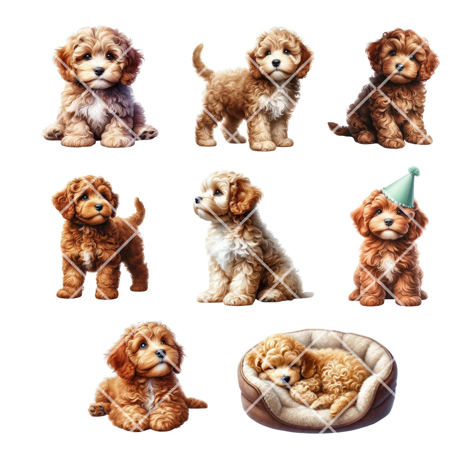 Cavoodle Puppies Watercolour Clipart Set - Etsy