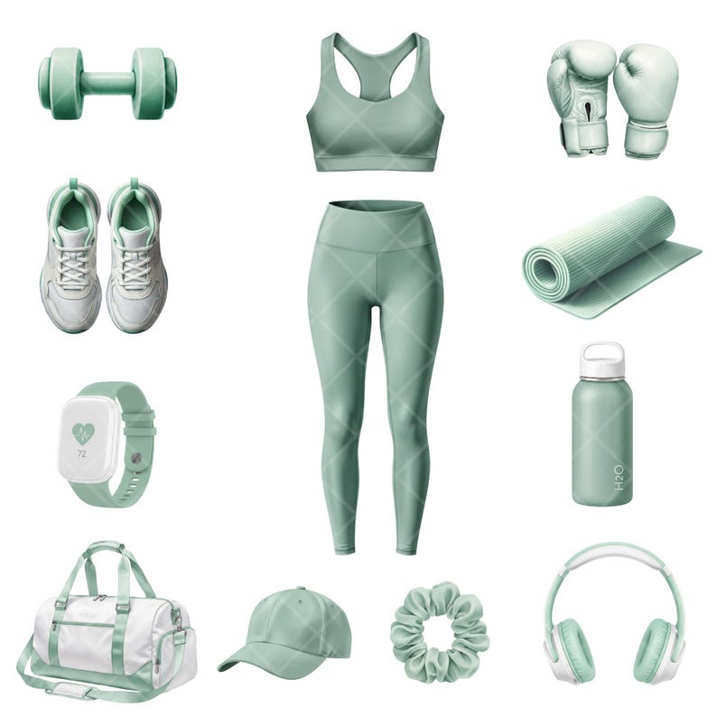 The Exercise Edit Clipart Set | Gym Workout Fashion Digital Stickers - Etsy