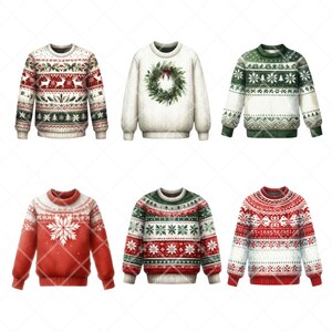 Christmas Sweaters Clipart Set Holidays Illustration Digital Stickers ...