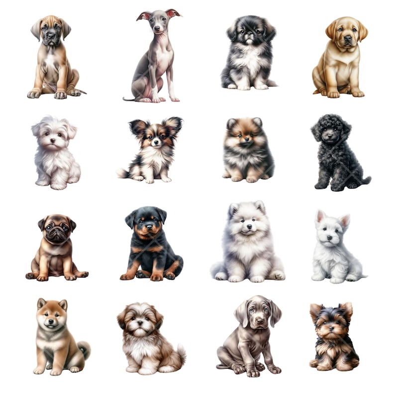 Puppies Clipart Set | Illustration Dog Animal Digital Stickers - Etsy