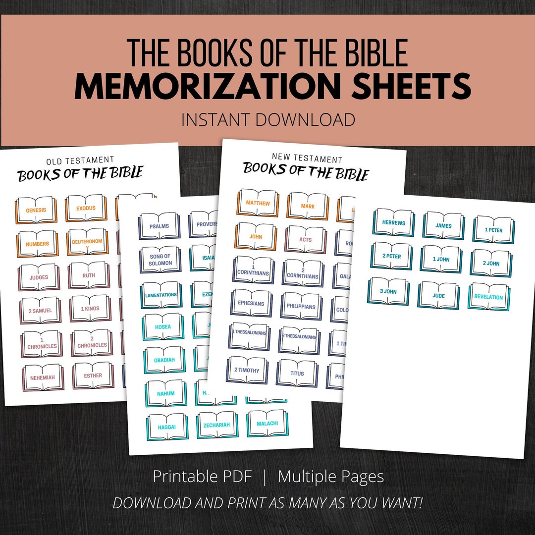 Bible Books Memorization Sheets: Kids' Bible Study (PDF Download) - Etsy