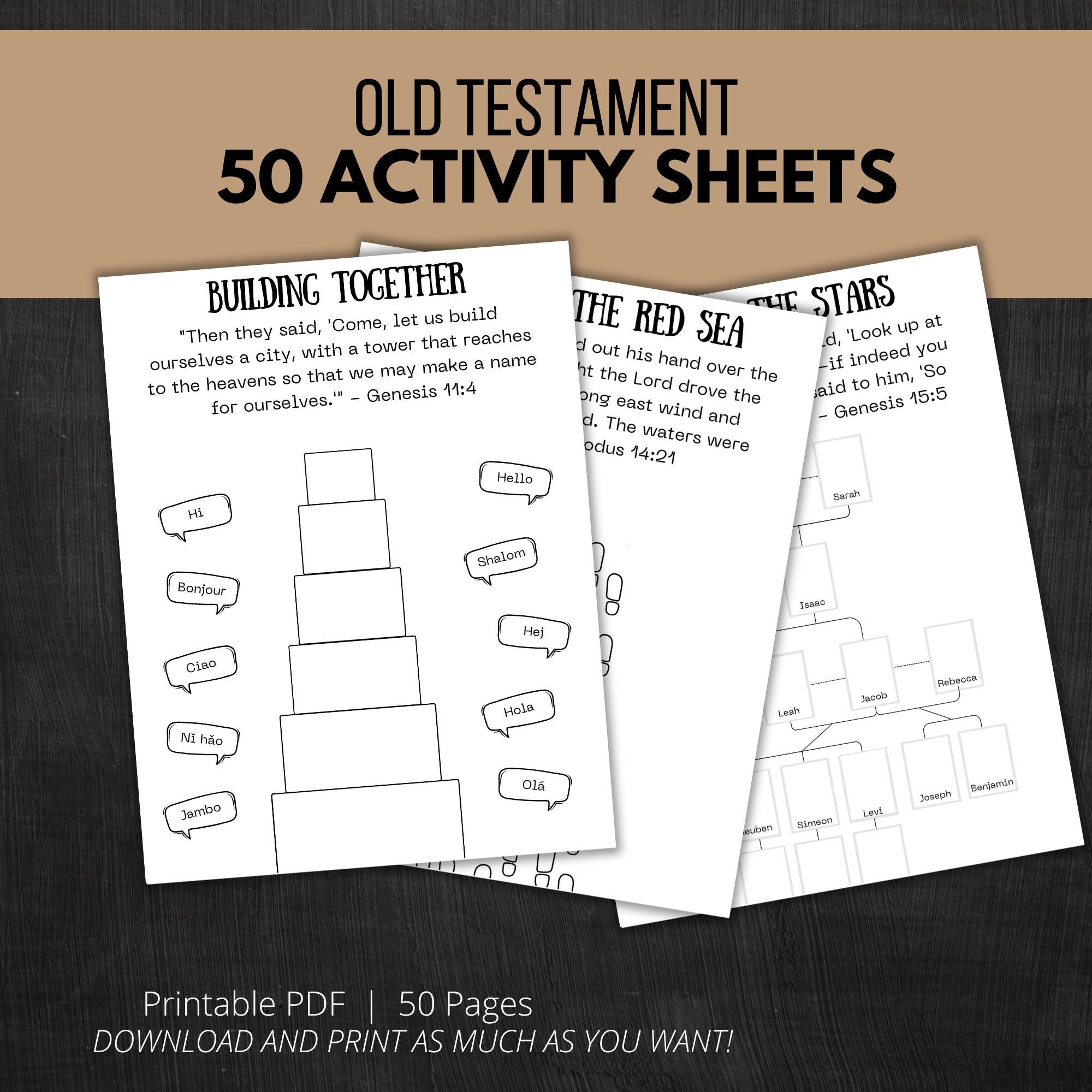 Old Testament Bible Story Activity Pages: Christian Coloring (PDF ...