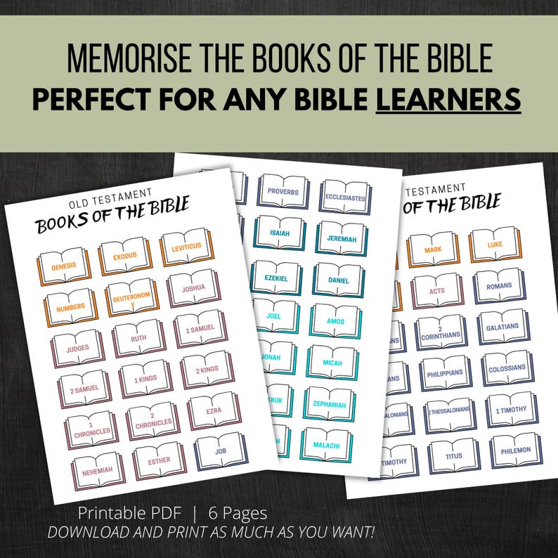 Bible Books Memorization Sheets: Kids' Bible Study (PDF Download) - Etsy