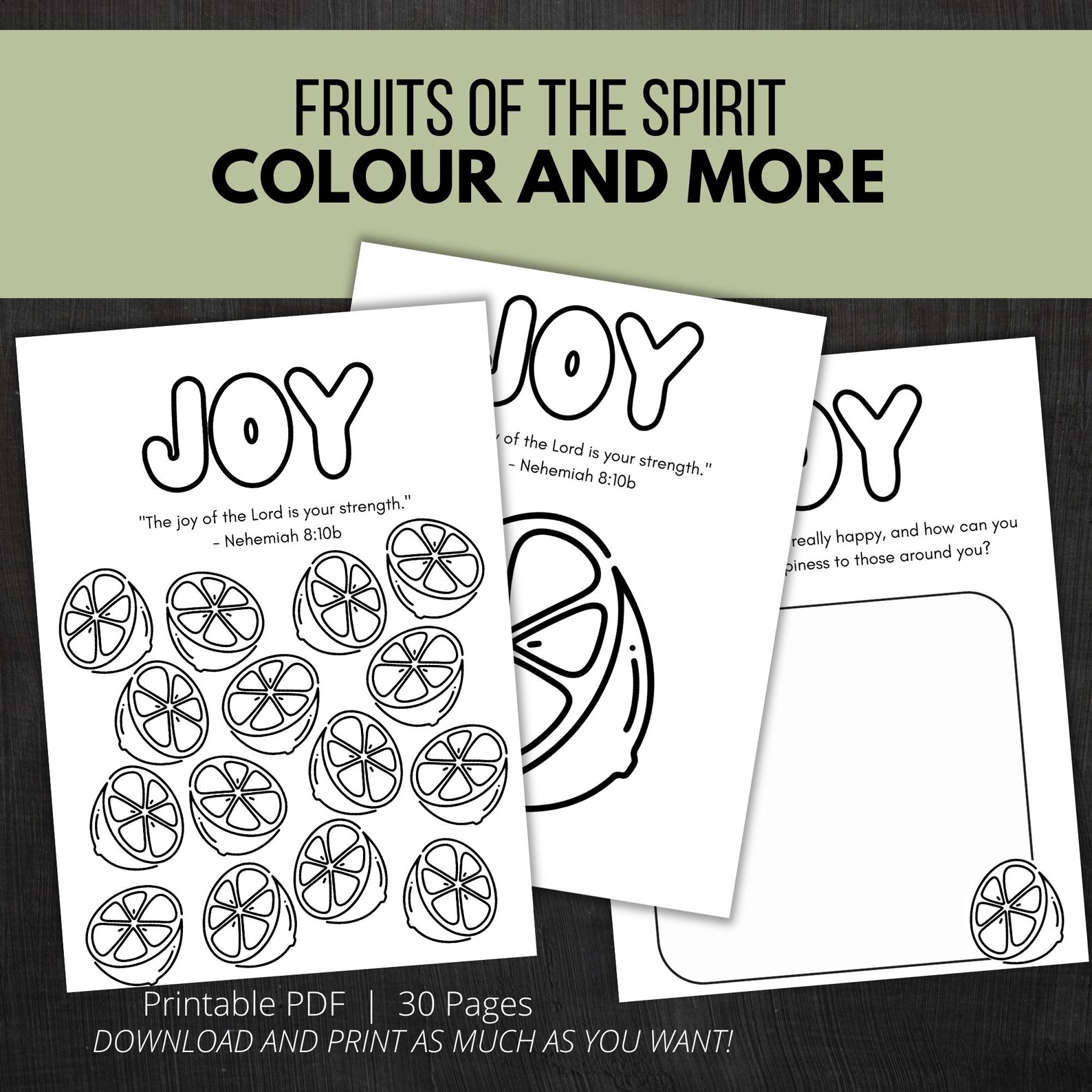Fruits of the Spirit Coloring Pages: Kids Bible Activity (PDF Download ...