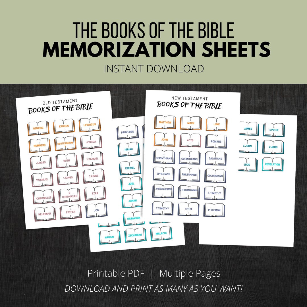 Bible Books Memorization Sheets: Kids' Bible Study (PDF Download) - Etsy