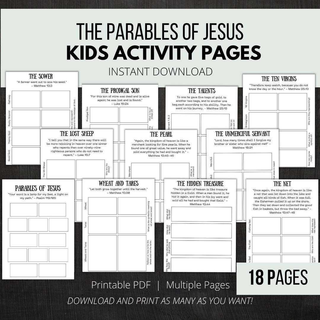 The Parables of Jesus Worksheet | Bible Lesson Printable for Kids ...