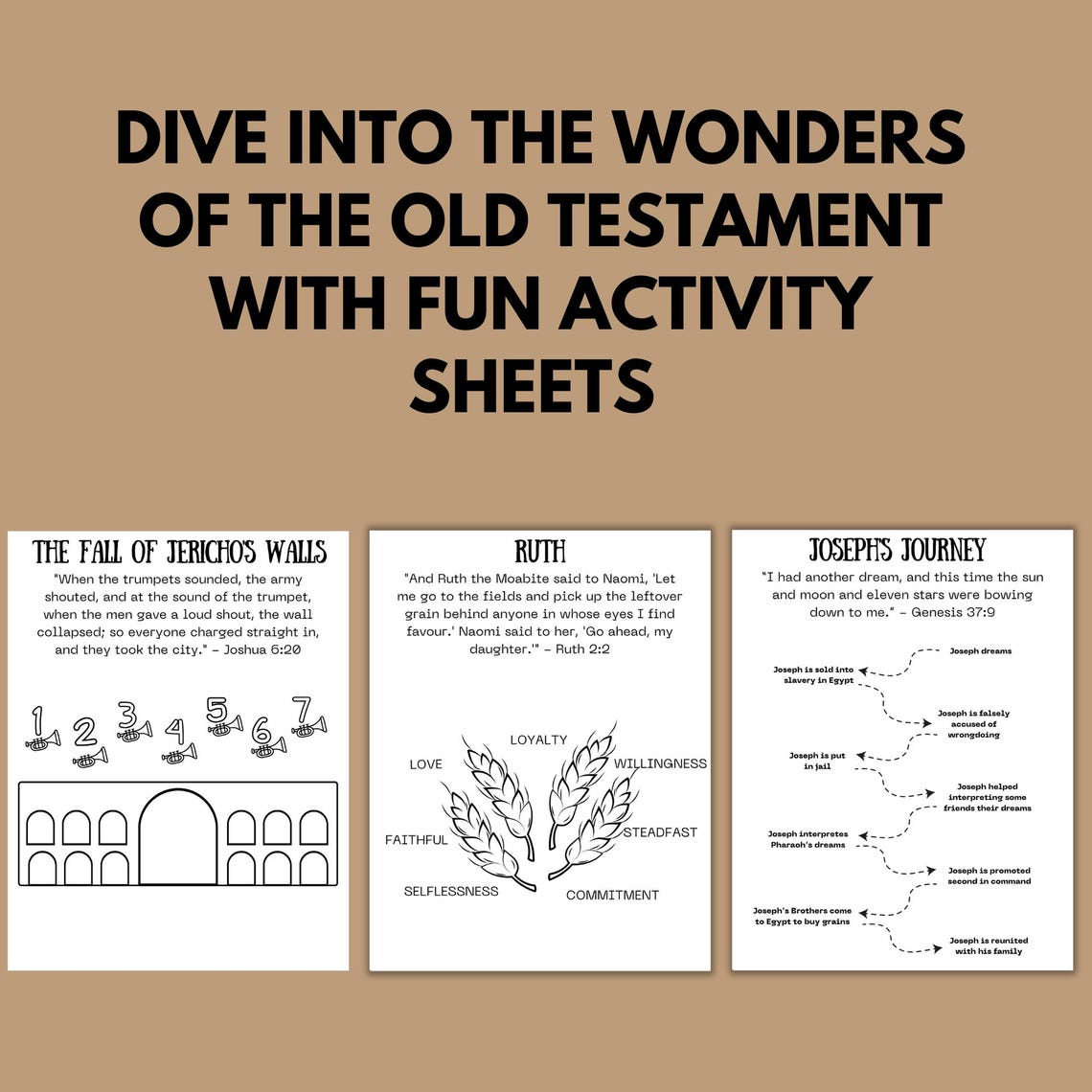 Old Testament Bible Story Activity Pages: Christian Coloring (PDF) - Etsy