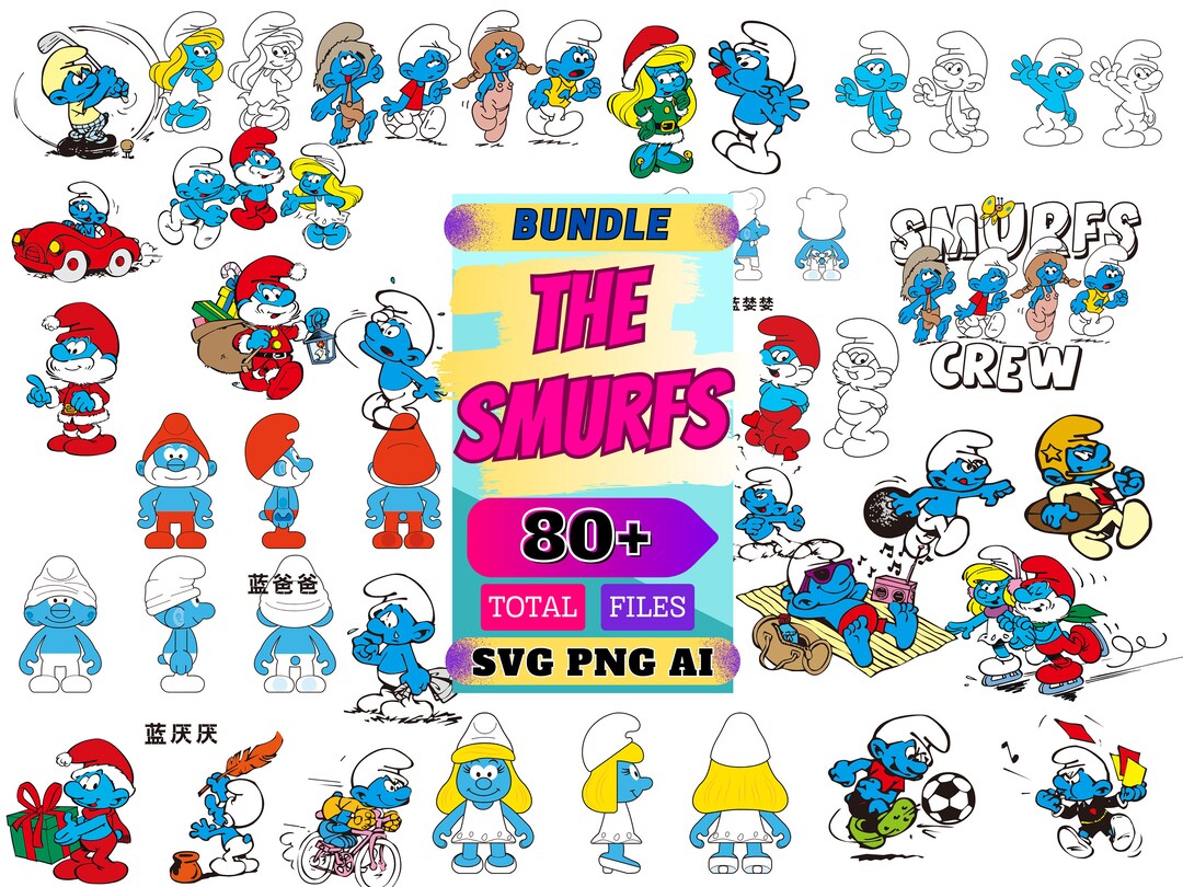 Buy The Smurfs SVG Bundle, Smurfs Font SVG Files, Smurfs Birthday ...