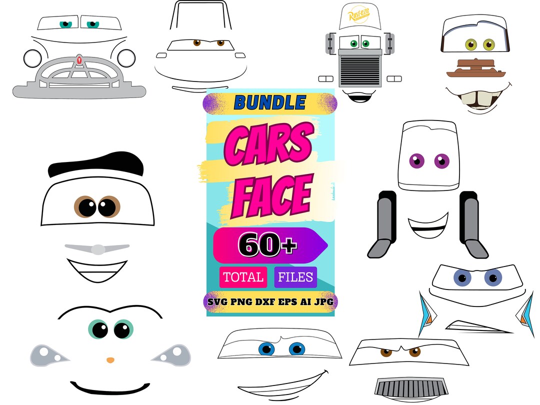 Buy Cars Faces Svg Bundle, Cut File for Cricut and Silhouette, Digital ...