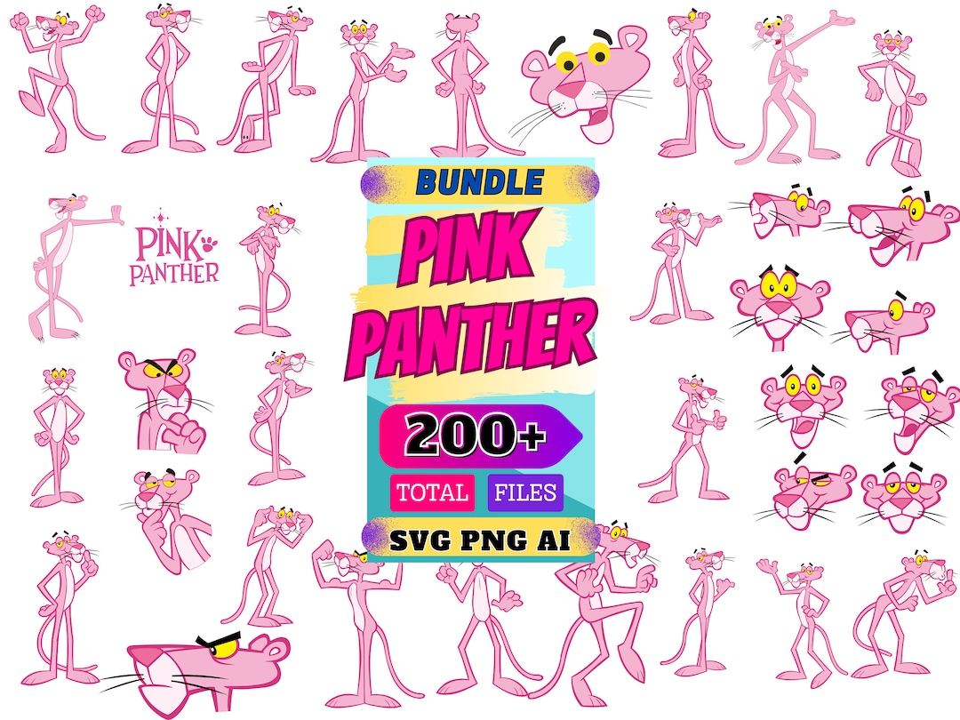 Paquete de dibujos animados, paquete svg Pantera Rosa, Cumpleaños Svg ...