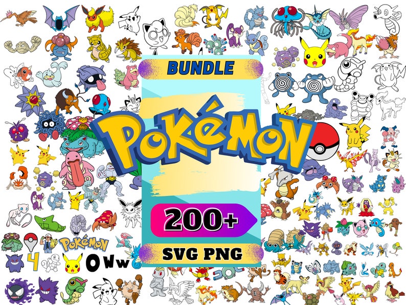 200 Pokemon Svg Pokemon Bundle Pokemon Clipart Pokemon - Etsy