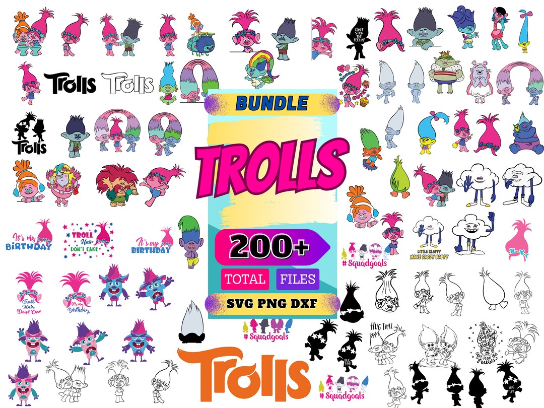 Trolls Svg MEGA Bundle, Trolls Png de alta calidad, Trolls Clipart, Svg ...