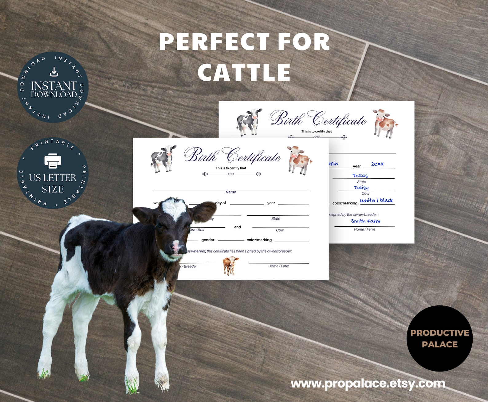 Printable * Cattle Birth Certificate – Document Birth Record, Home ...