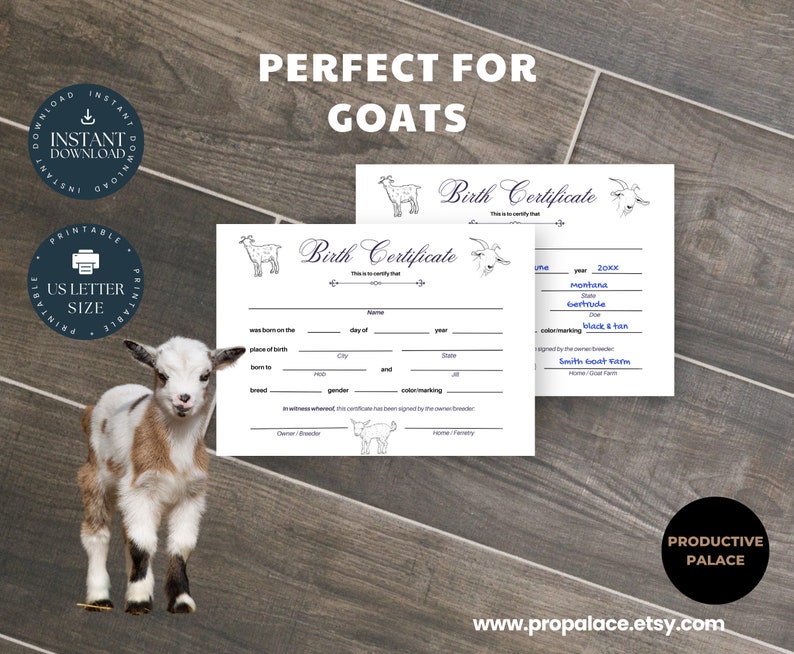 Printable * Goat Birth Certificate – Document Write in Birth Record ...